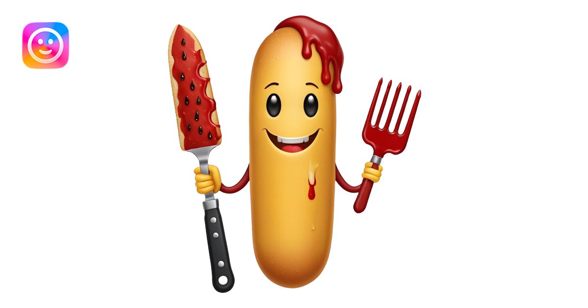 evil murderous corndog emoji | AI Emoji Generator