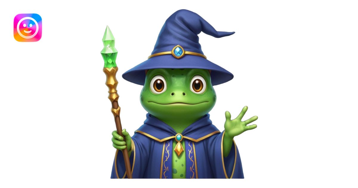 A smart frog in a hat and robes holds a pointer and with a smart face ...