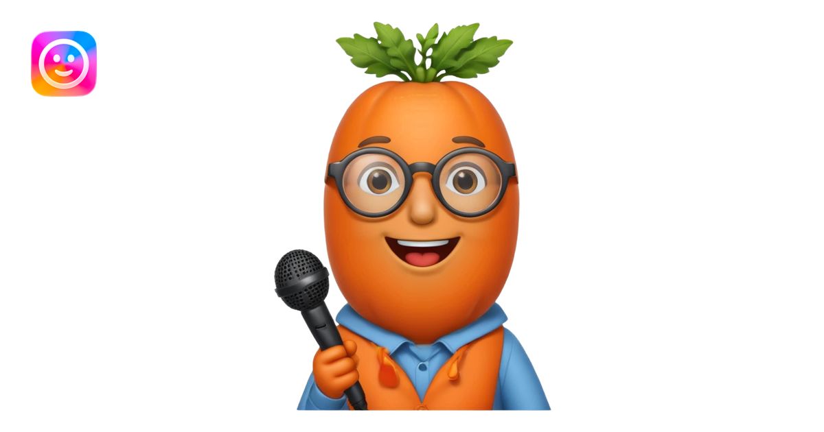 singing carrot wearing glasses with microphone emoji | AI Emoji Generator