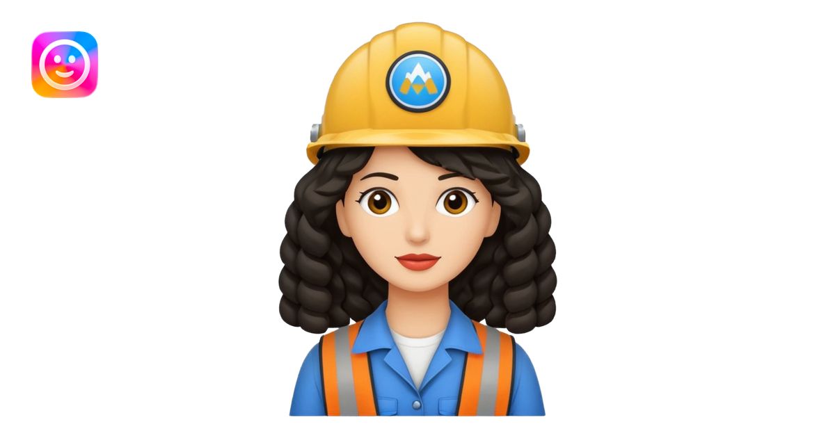 Creo un emoji de un ING civil cabello rizado y casco blanco emoji | AI ...