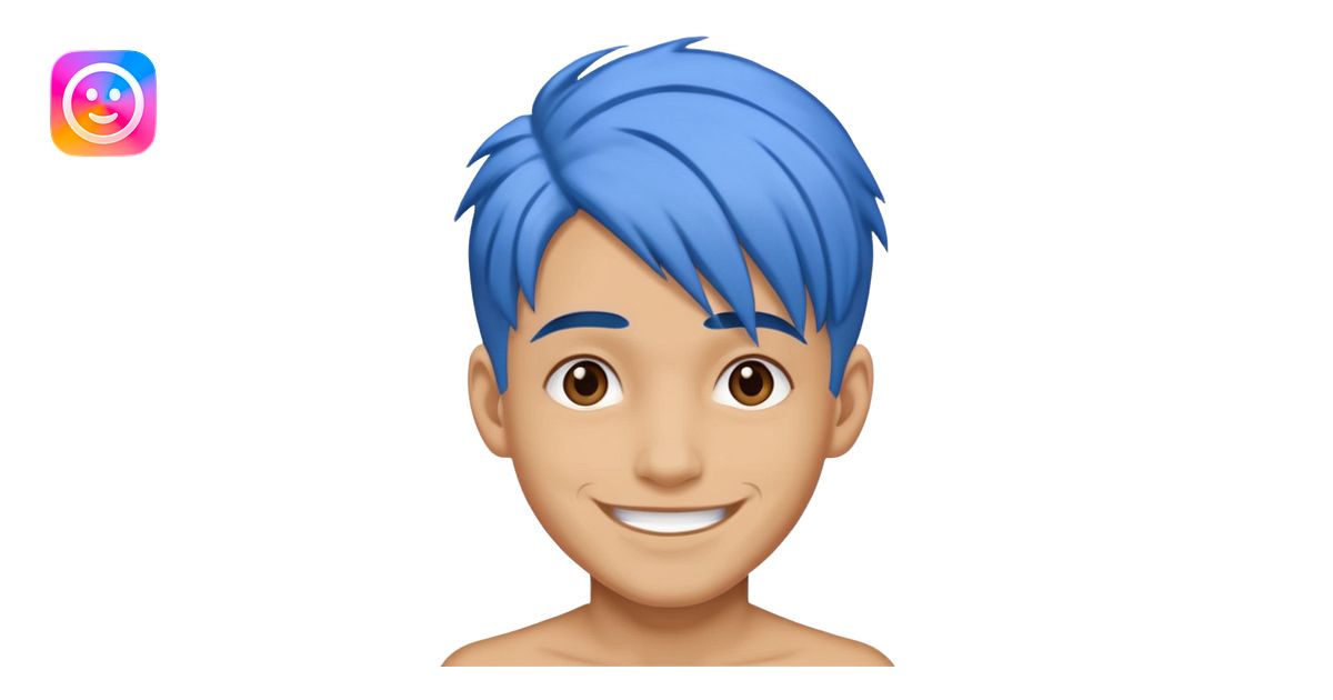 Rauw Alejandro with blue hair emoji | AI Emoji Generator