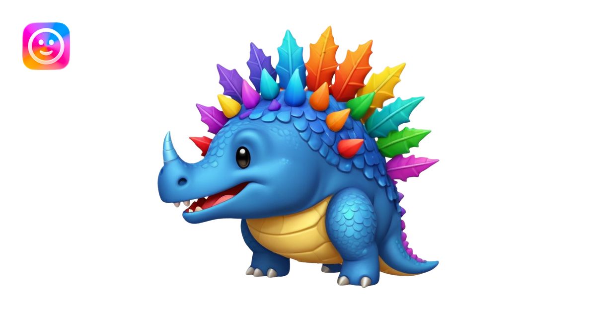 cartoon stegosaurus face with music notes emoji | AI Emoji Generator
