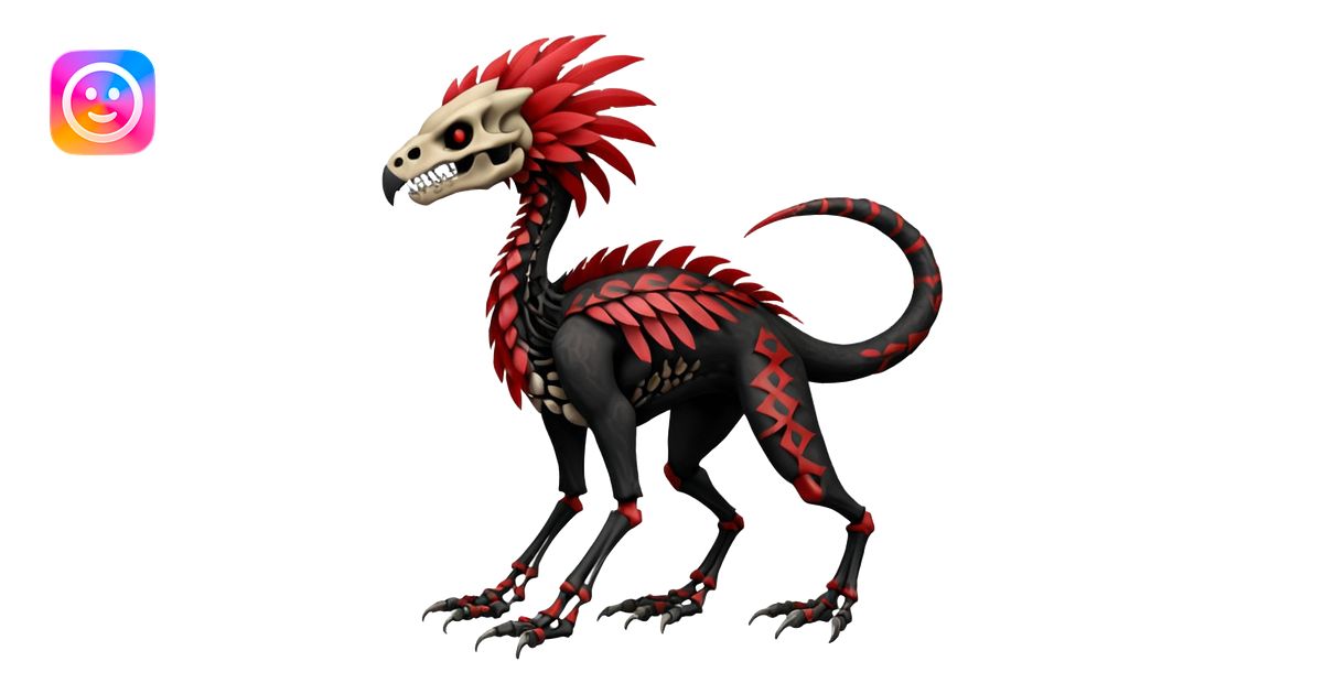 Rare realistic dark edgy evil tribal patterned red-feathered skeletal ...