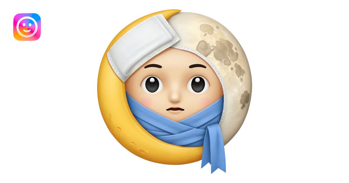 moon wrapped in bandage like “overworked” emoji | AI Emoji Generator