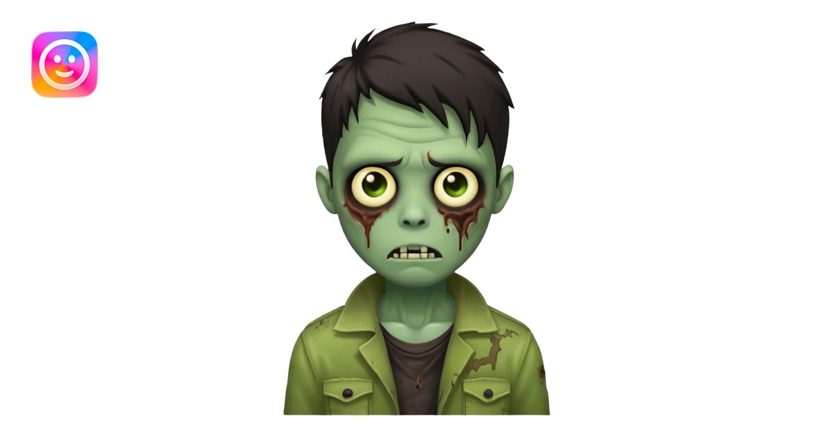 light green zombie boy emoji with dark medium hair emoji | AI Emoji ...