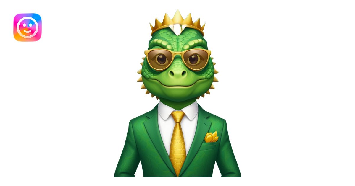 rich capitalist iguana king gold sunglasses emoji | AI Emoji Generator