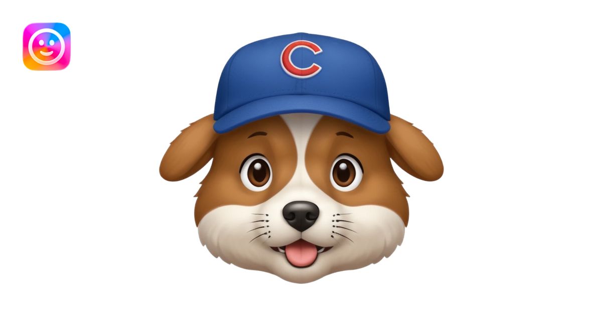 a dog with a Cubs baseball hat on emoji | AI Emoji Generator