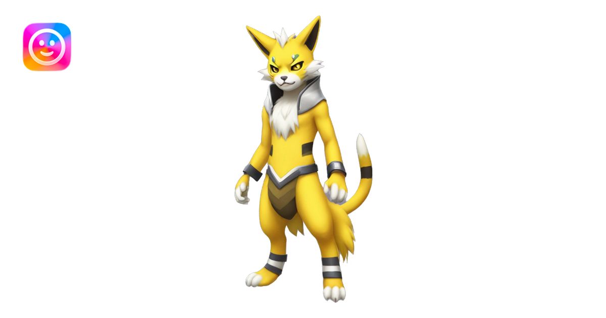 Yellow lombax-Zeraora-Renamon-cat full body emoji | AI Emoji Generator