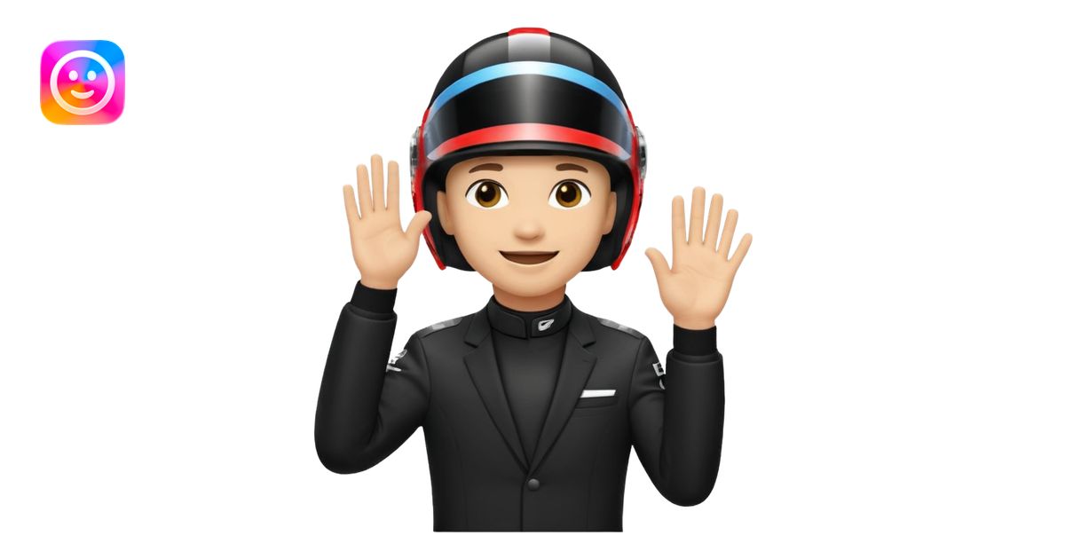 A red-bull f1 driver wearing the f1 black suit and helmet raising his ...