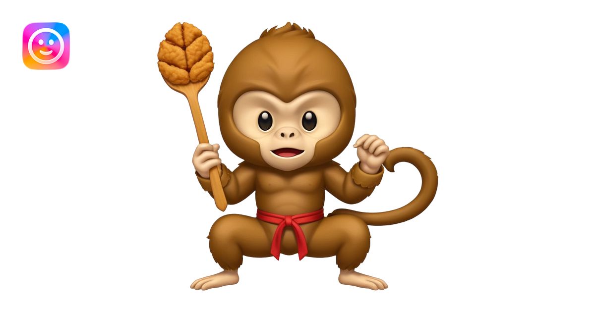 Fried chicken eating a ninja monkey emoji | AI Emoji Generator
