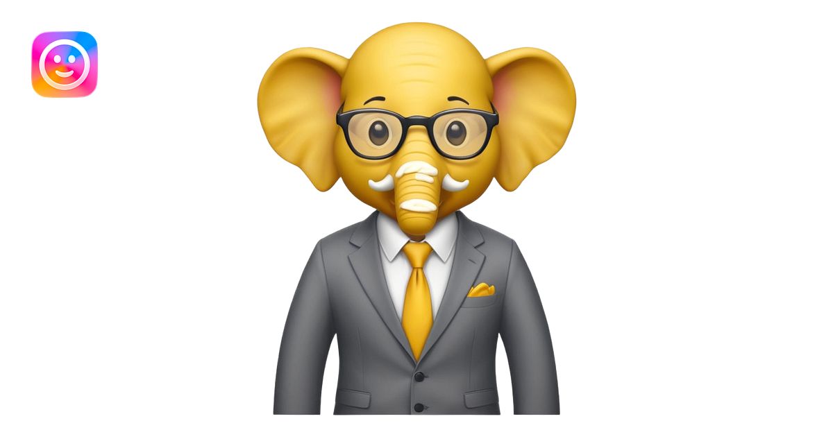 yellow elephant in a suit and glasses emoji | AI Emoji Generator
