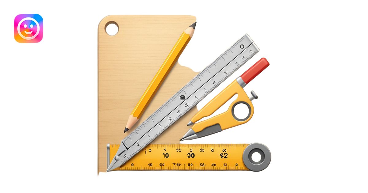 Ruler and protractor beside pencil emoji | AI Emoji Generator