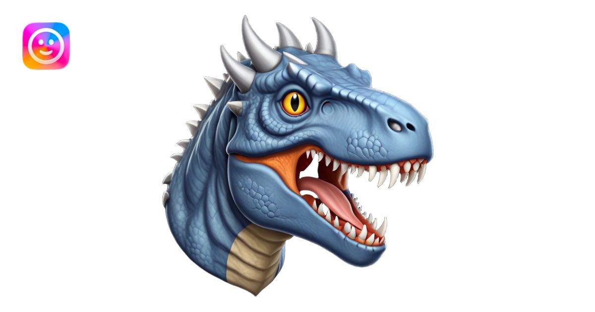 hyper realistic T. rex with gray devil horns emoji | AI Emoji Generator