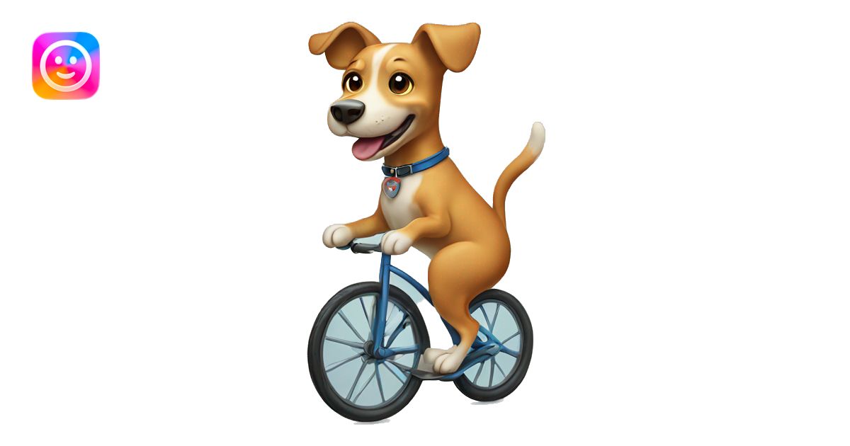 Dog riding a unicycle emoji | AI Emoji Generator