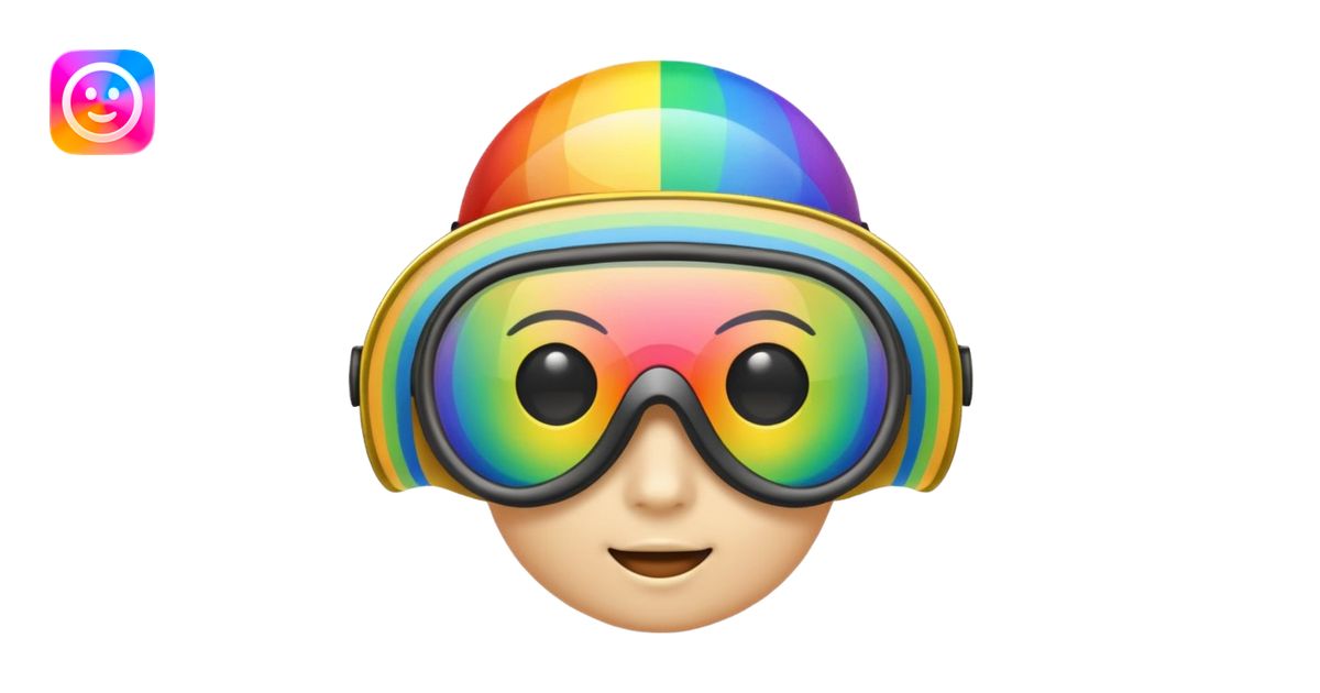 gold simulation rainbow visor goggles emoji | AI Emoji Generator