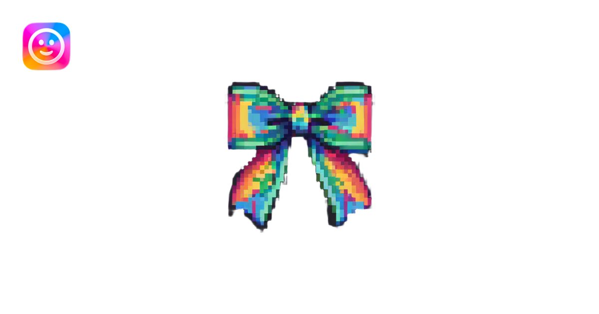 simple colorful bow pixel art illustration | AI Emoji Generator