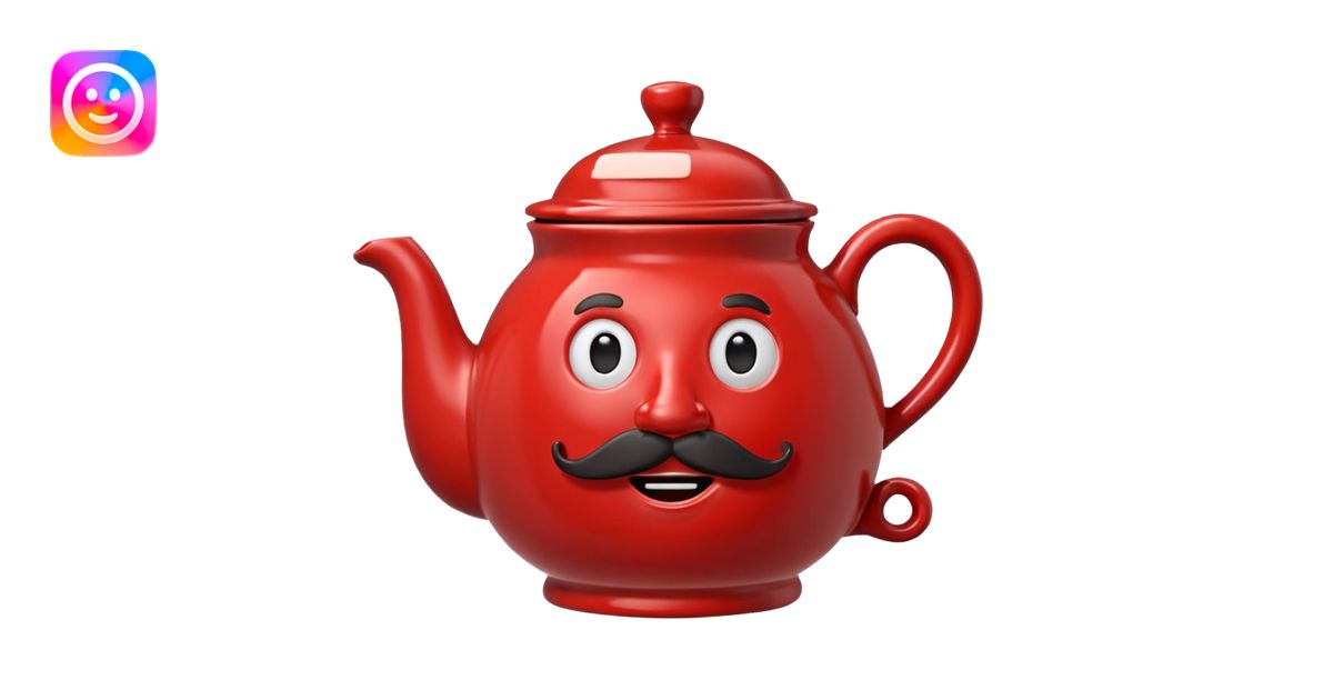 talking teapot red with mustach emoji | AI Emoji Generator