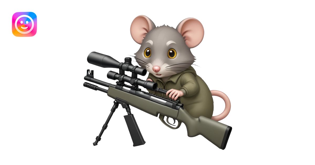 a feral, rabid, rat aiming down a sniper rifle emoji | AI Emoji Generator