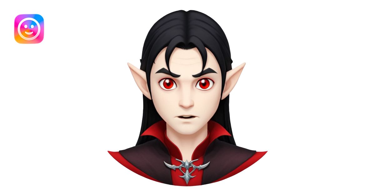 Male long hair vampire elf emoji | AI Emoji Generator