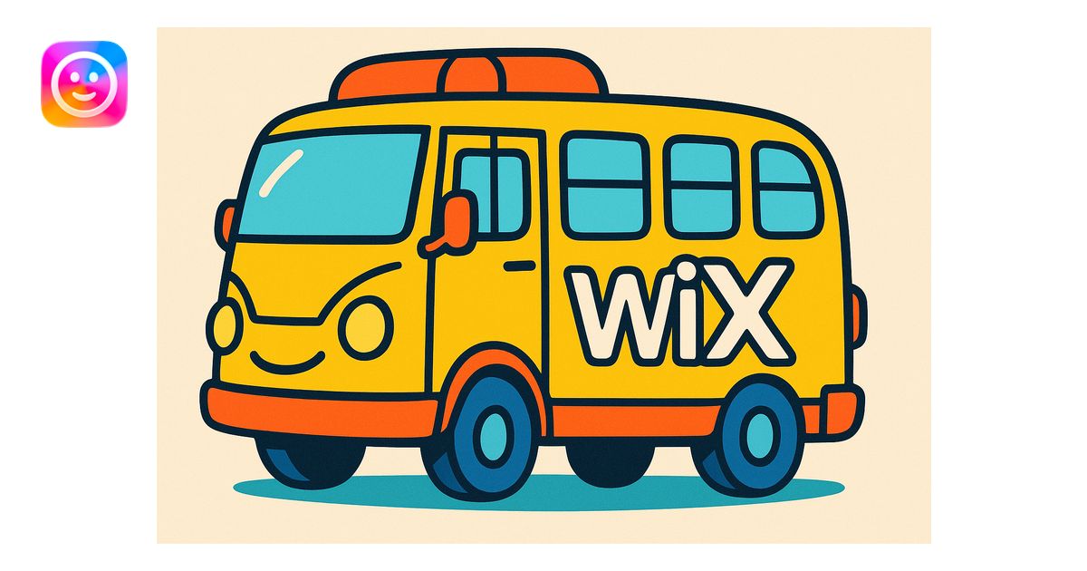 a bus with the Wix logo, playful cartoon style illustration | AI Emoji ...