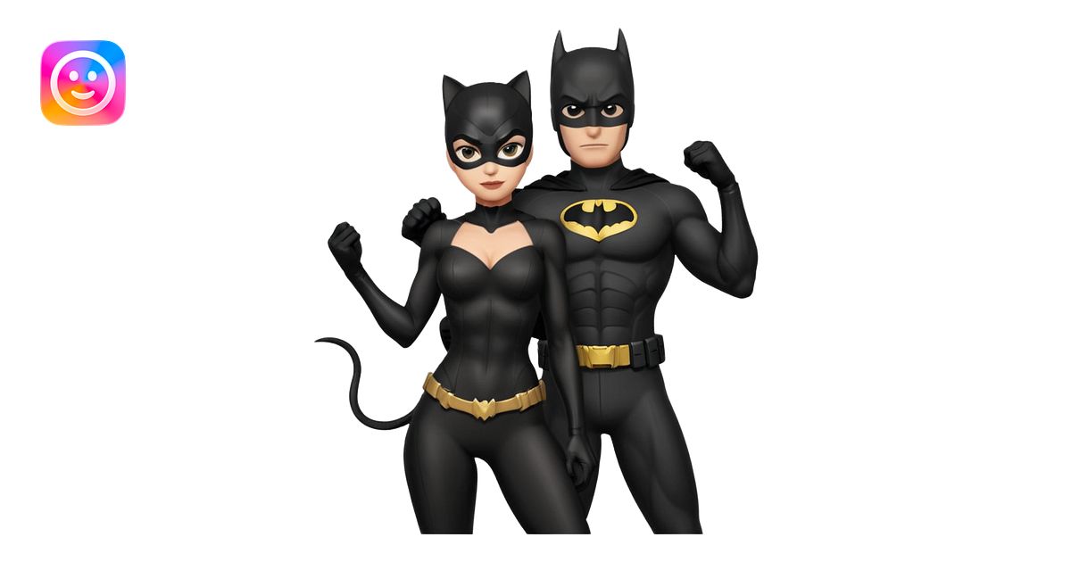 Catwomen and batman emoji | AI Emoji Generator