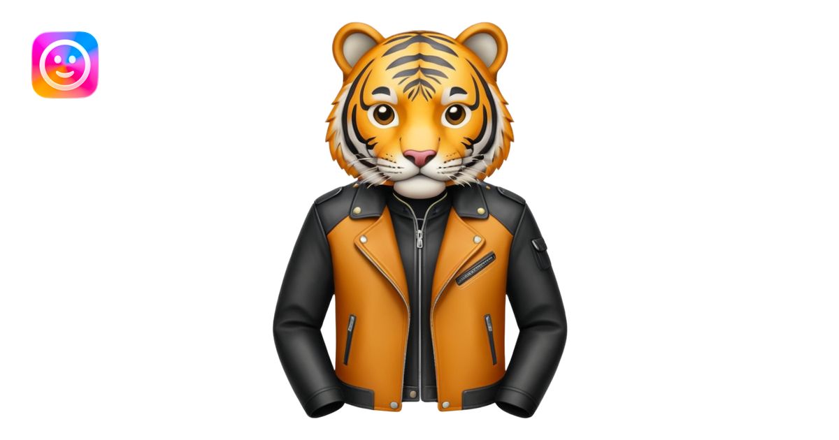tiger in stylish leather jacket emoji | AI Emoji Generator