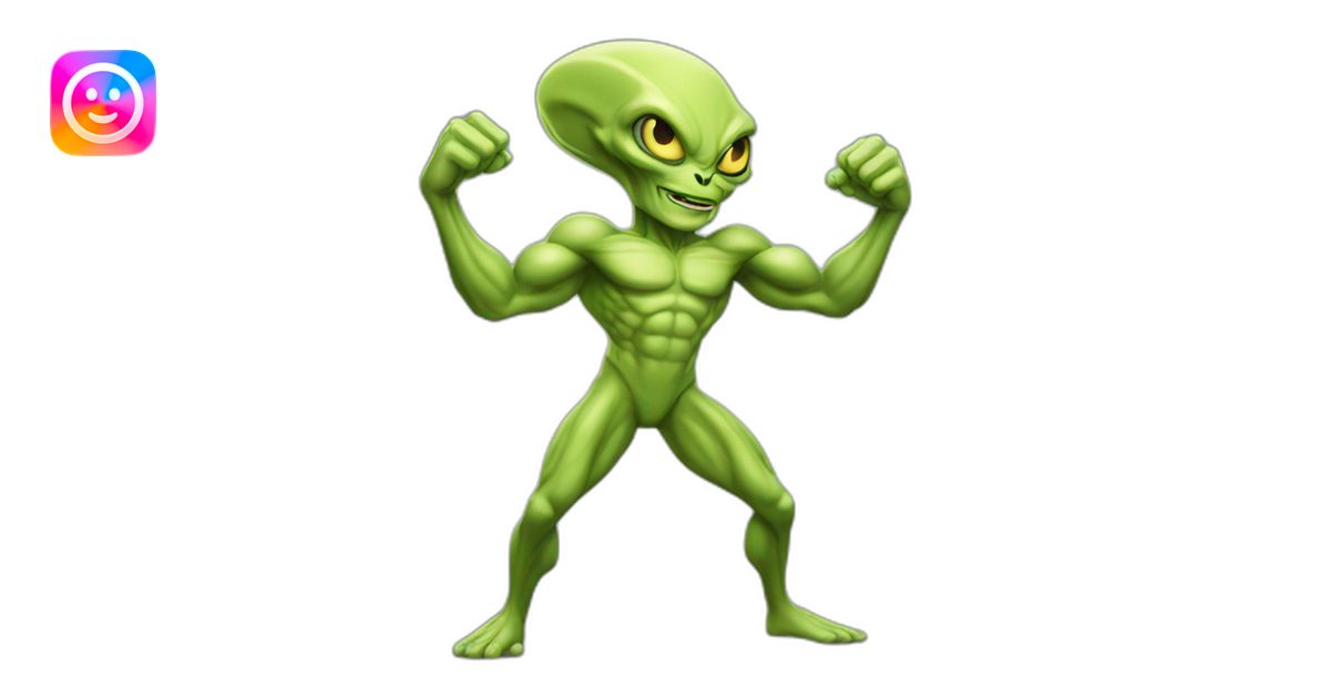 alien flexing emoji | AI Emoji Generator