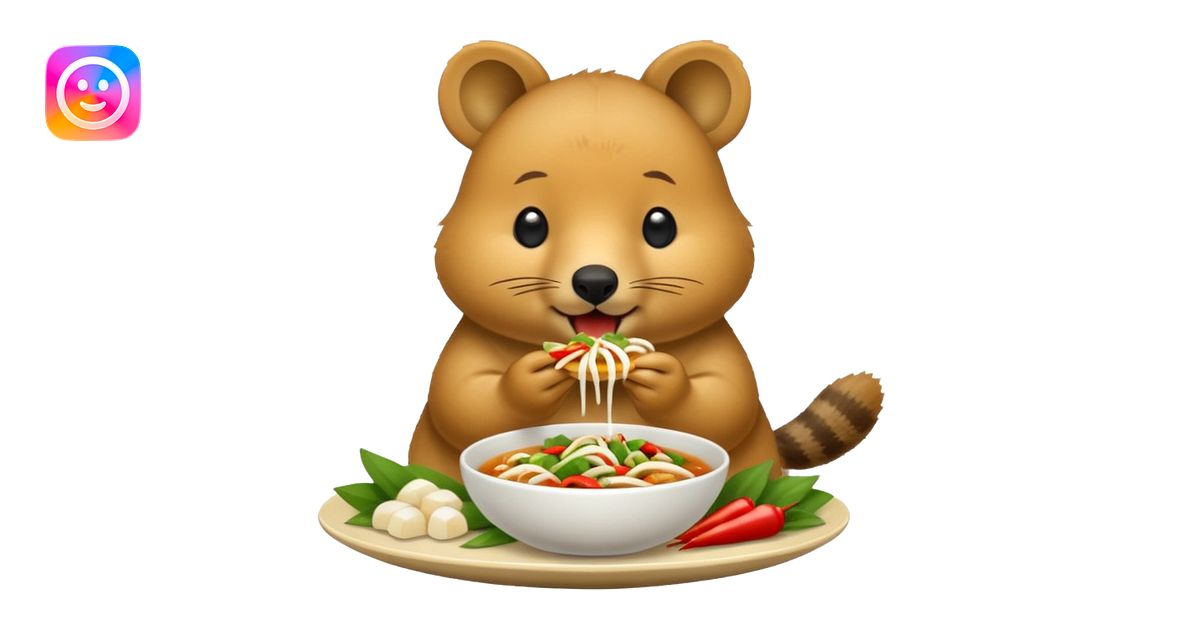 quokka eating vietnamese food emoji | AI Emoji Generator