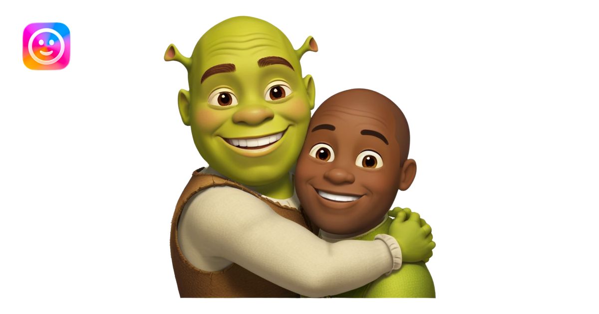 shrek and black man hugging emoji | AI Emoji Generator