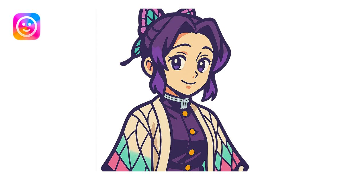 Shinobu Kocho from Demon Slayer, vibrant anime style, butterfly hairpin ...