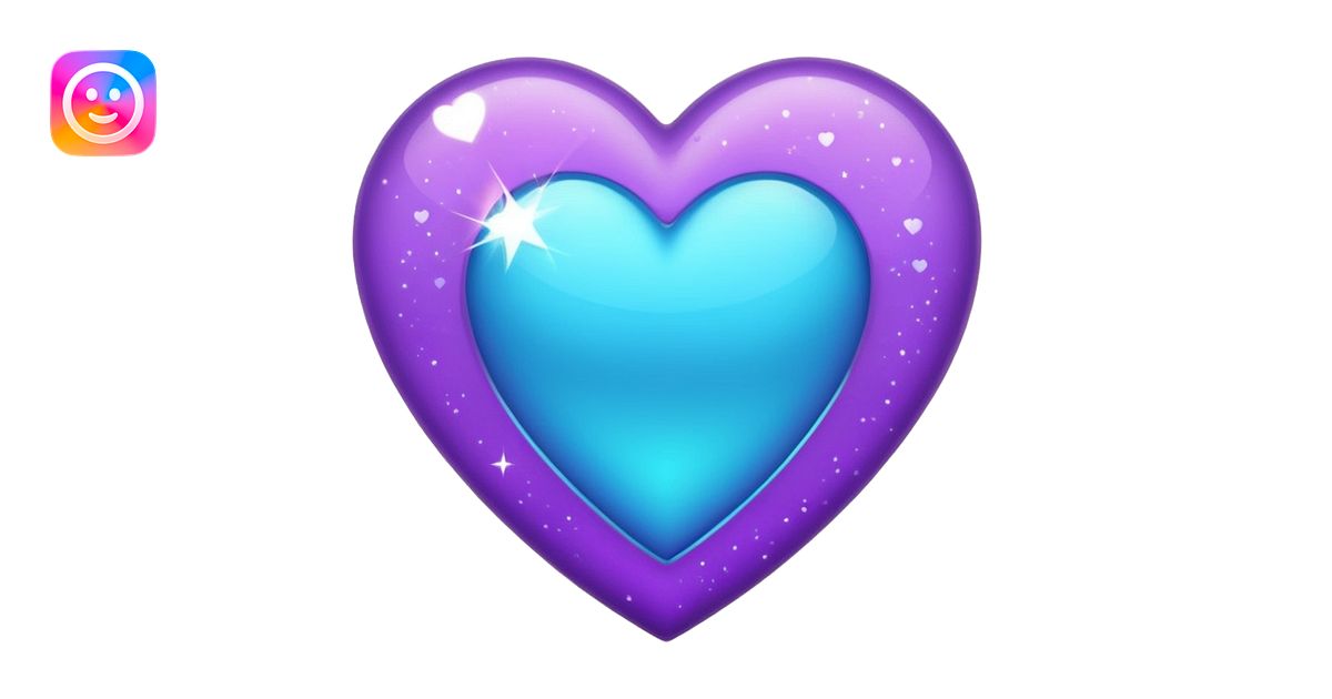 glitter purple and cian heart emoji | AI Emoji Generator