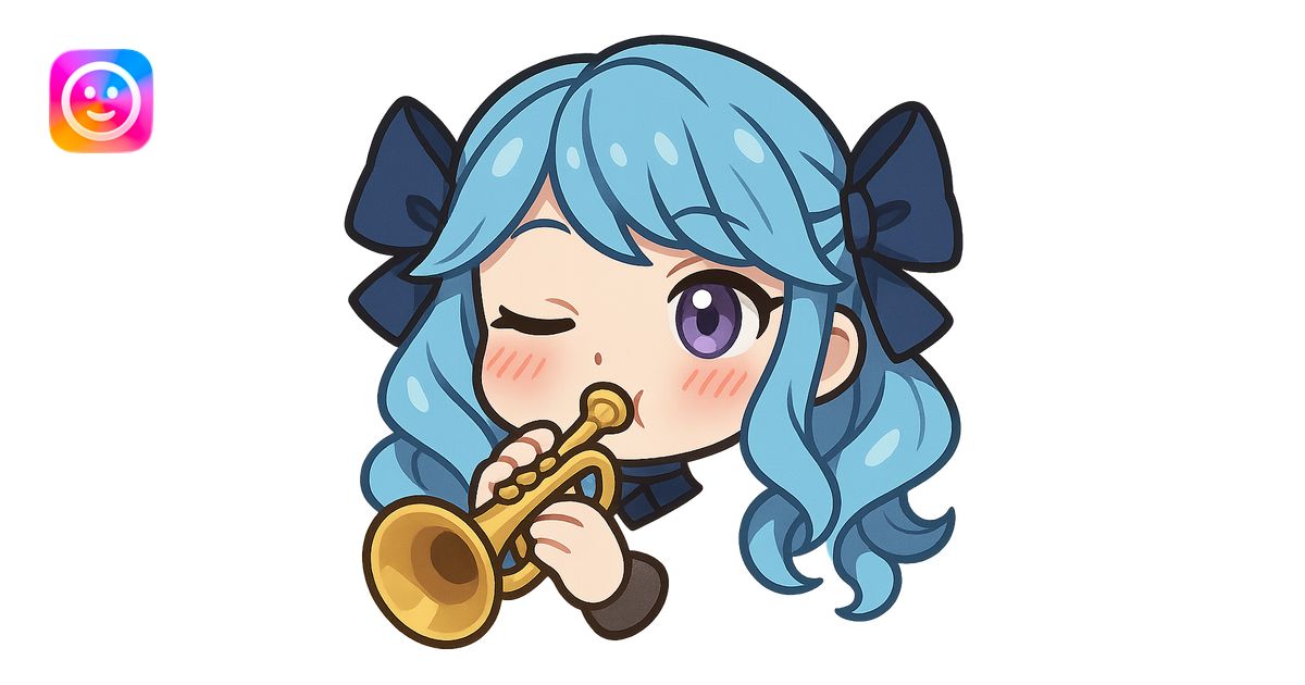 chibi style emote of Gwen from League of Legends, just the head, right ...