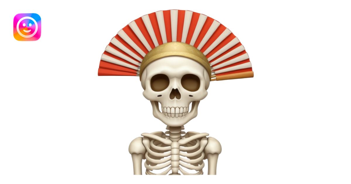 A skeleton with a fan hat emoji | AI Emoji Generator