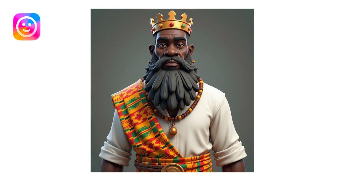 Create me a Stylized 3D Character Art of an old African king with a ...