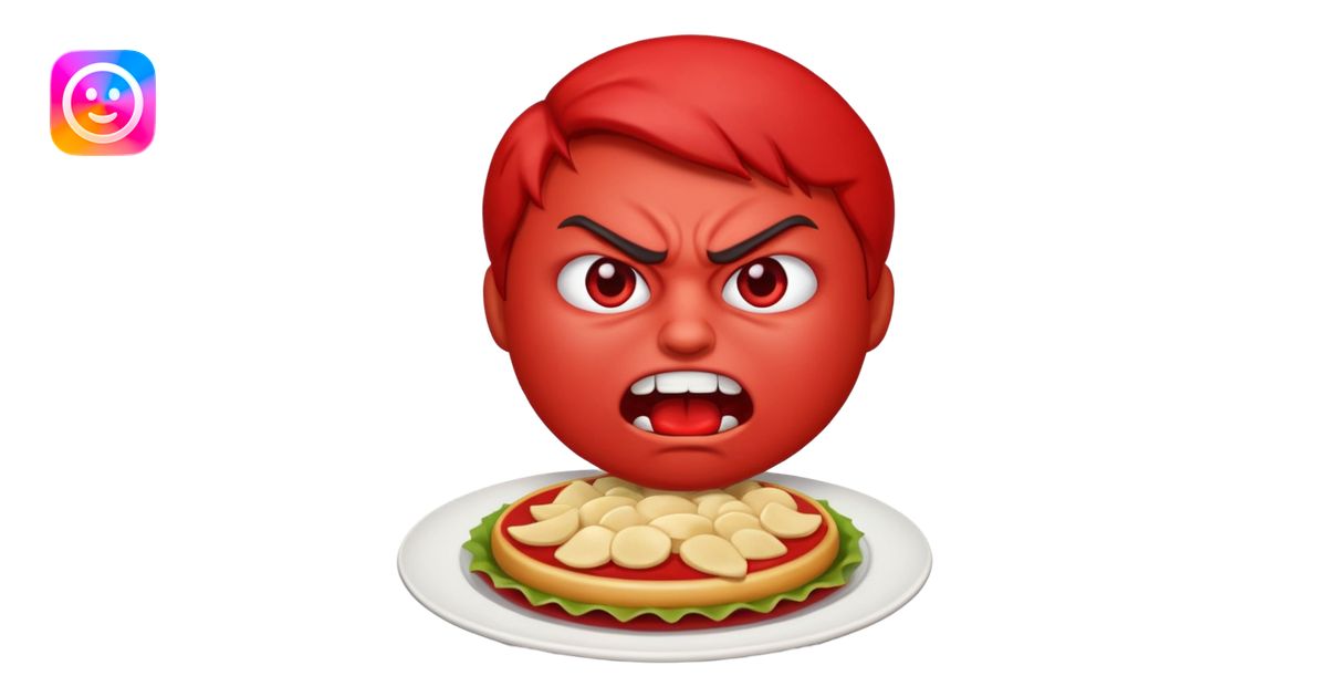 Angry emoji that’s eating a lot of food emoji | AI Emoji Generator