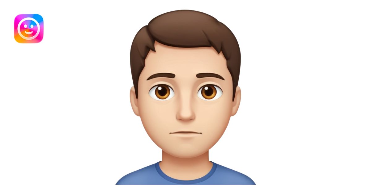 man with short brown hair, neutral expression emoji | AI Emoji Generator