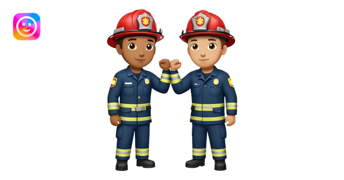 Fireman and Paramedic standing together and making fist bump emoji | AI ...