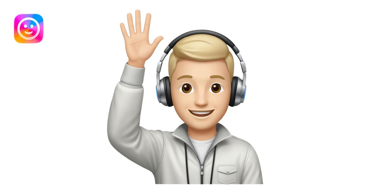 White DJ with one hand up emoji | AI Emoji Generator