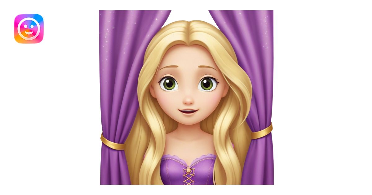 Cinematic Adorable Rapunzel Portrait Emoji, Playfully peeking out from ...