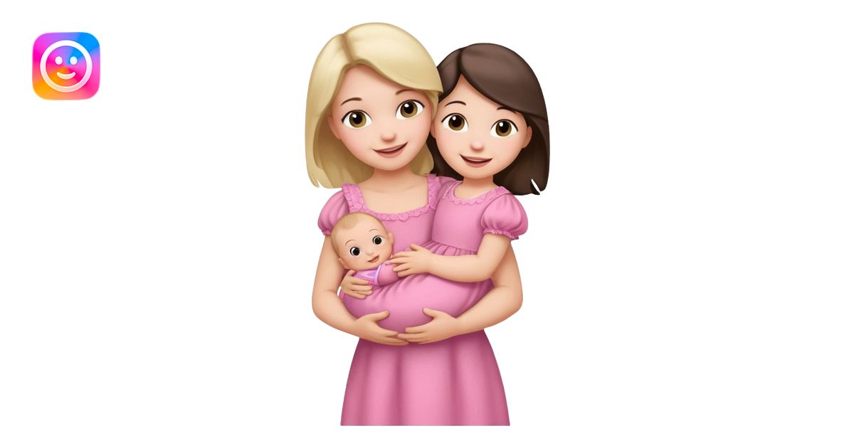 Draw an baby girl with dress being hold by mother emoji | AI Emoji ...