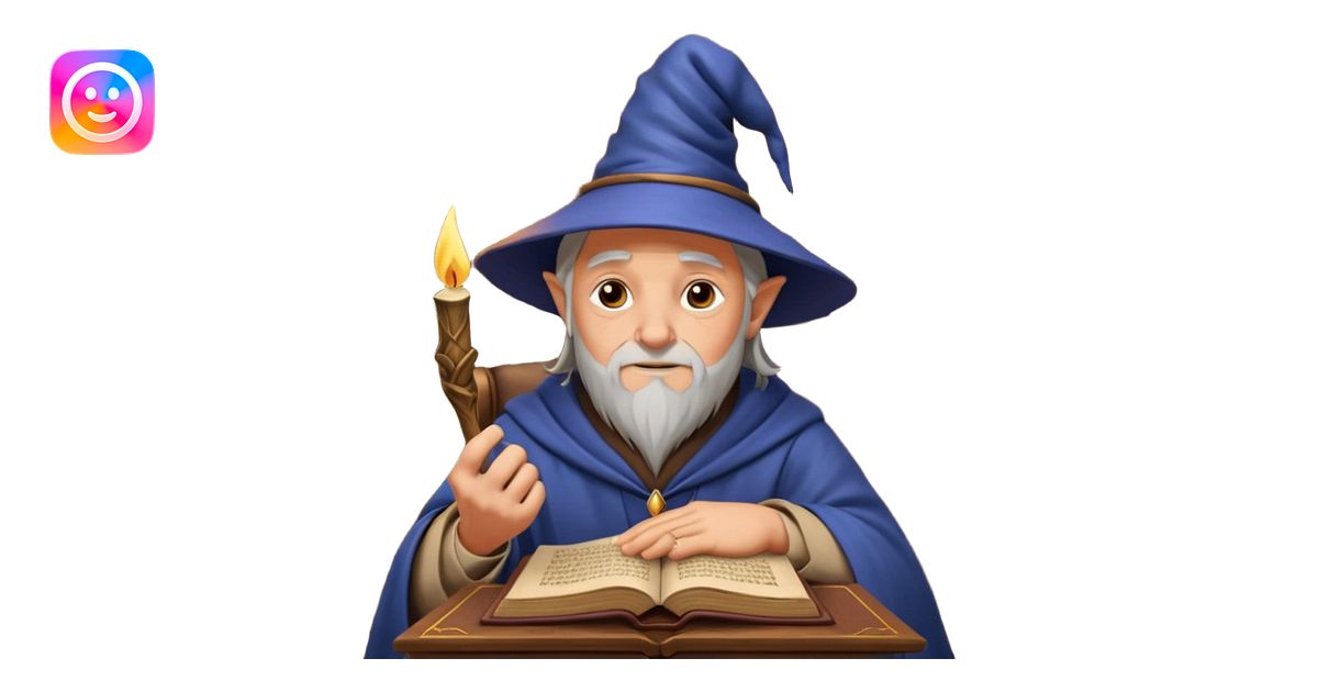 "Thinking face emoji as a thoughtful wizard in Hogwarts library ...