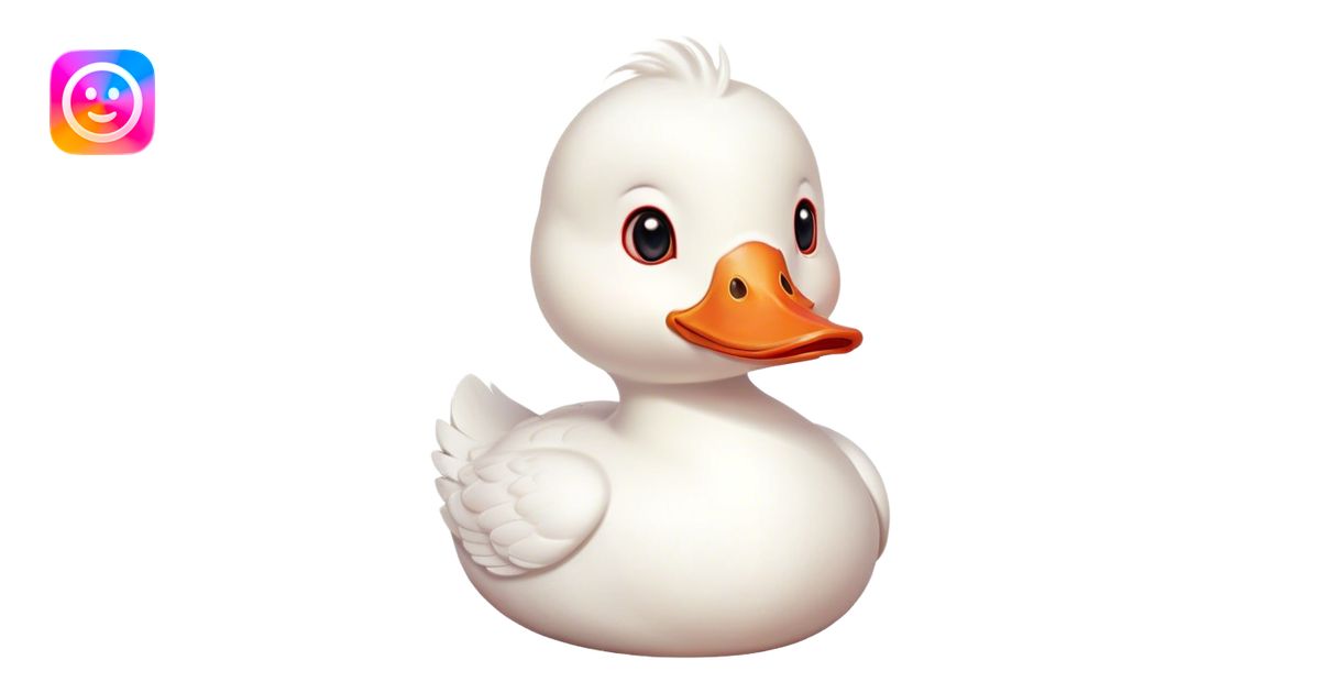 Cinematic Cute White Duck Portrait Emoji, Head tilted playfully and ...