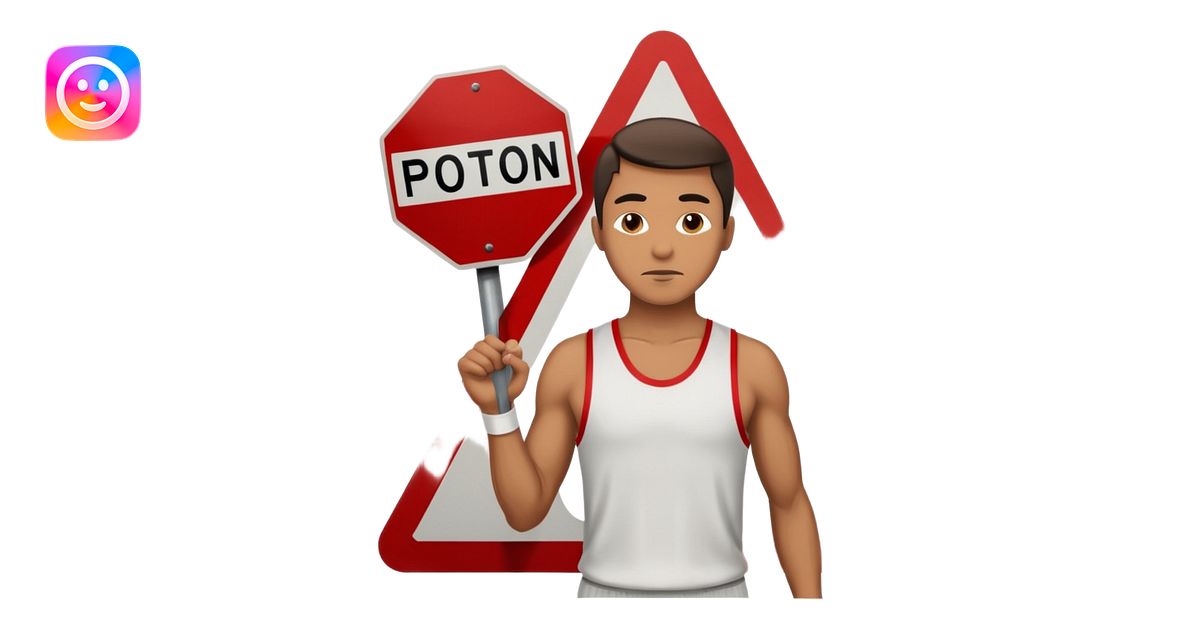 emoji de uma homem andando com roupa da ginástica com um simbolo de ...