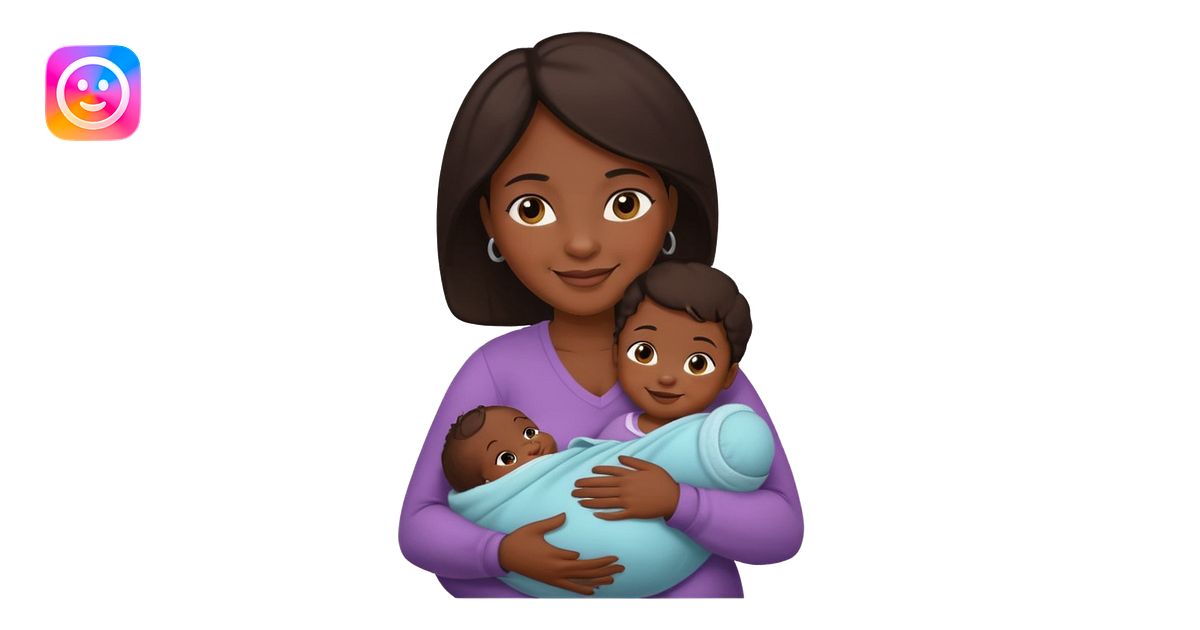 dark skinned mother with one newborn baby emoji | AI Emoji Generator