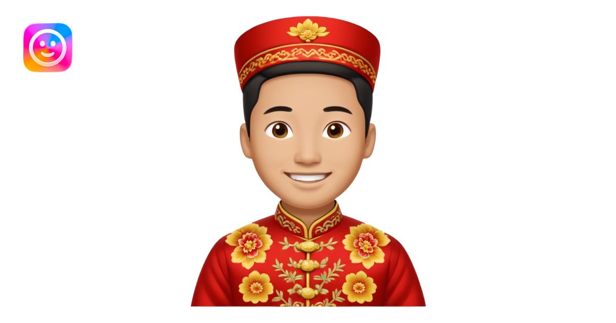 Chinese groom, traditional, culture of chinese, smiley on face. emoji ...