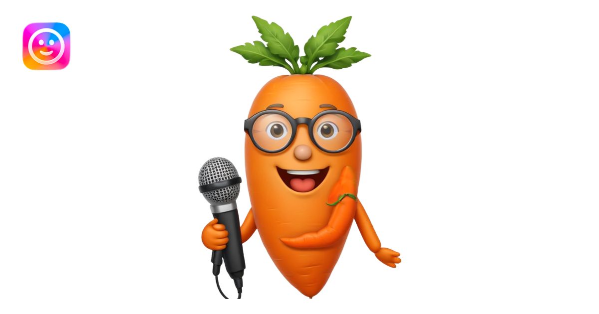 singing carrot wearing glasses with microphone emoji | AI Emoji Generator