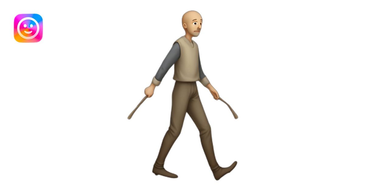 person with inhumanly long legs, wide pants, walking, medieval emoji ...