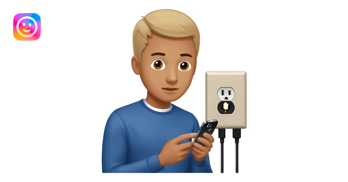plugging in his phone to an outlet emoji | AI Emoji Generator