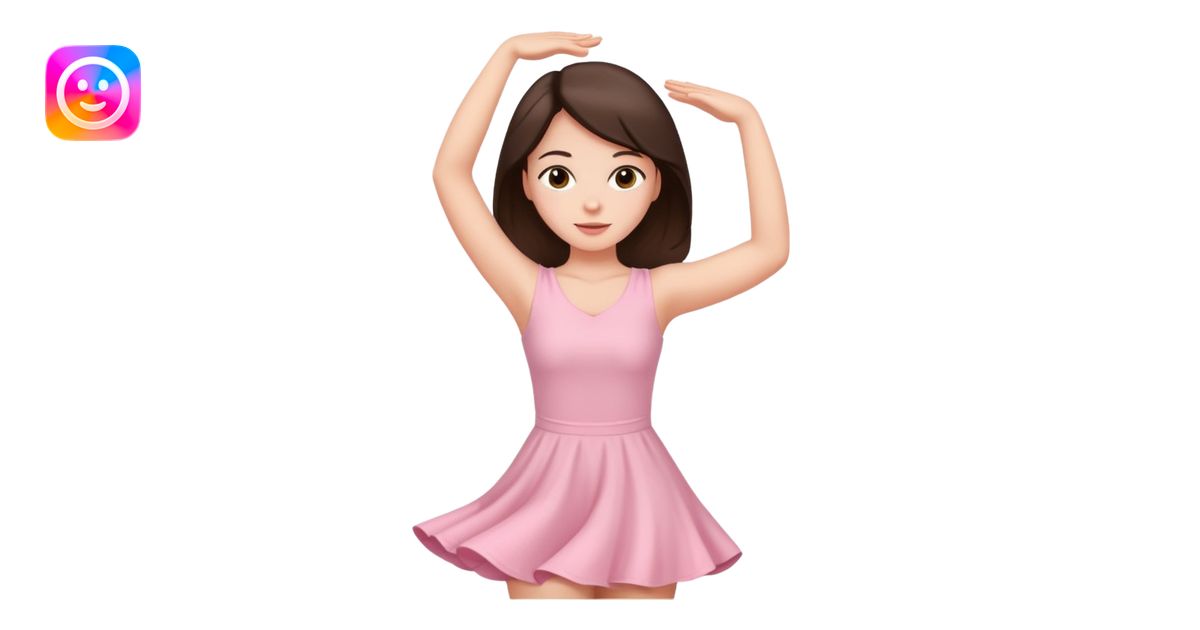 brunette girl in light pink stretching emoji | AI Emoji Generator