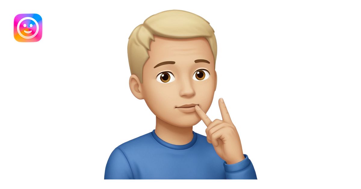 man looking up to the top right, index finger touching his chin ...